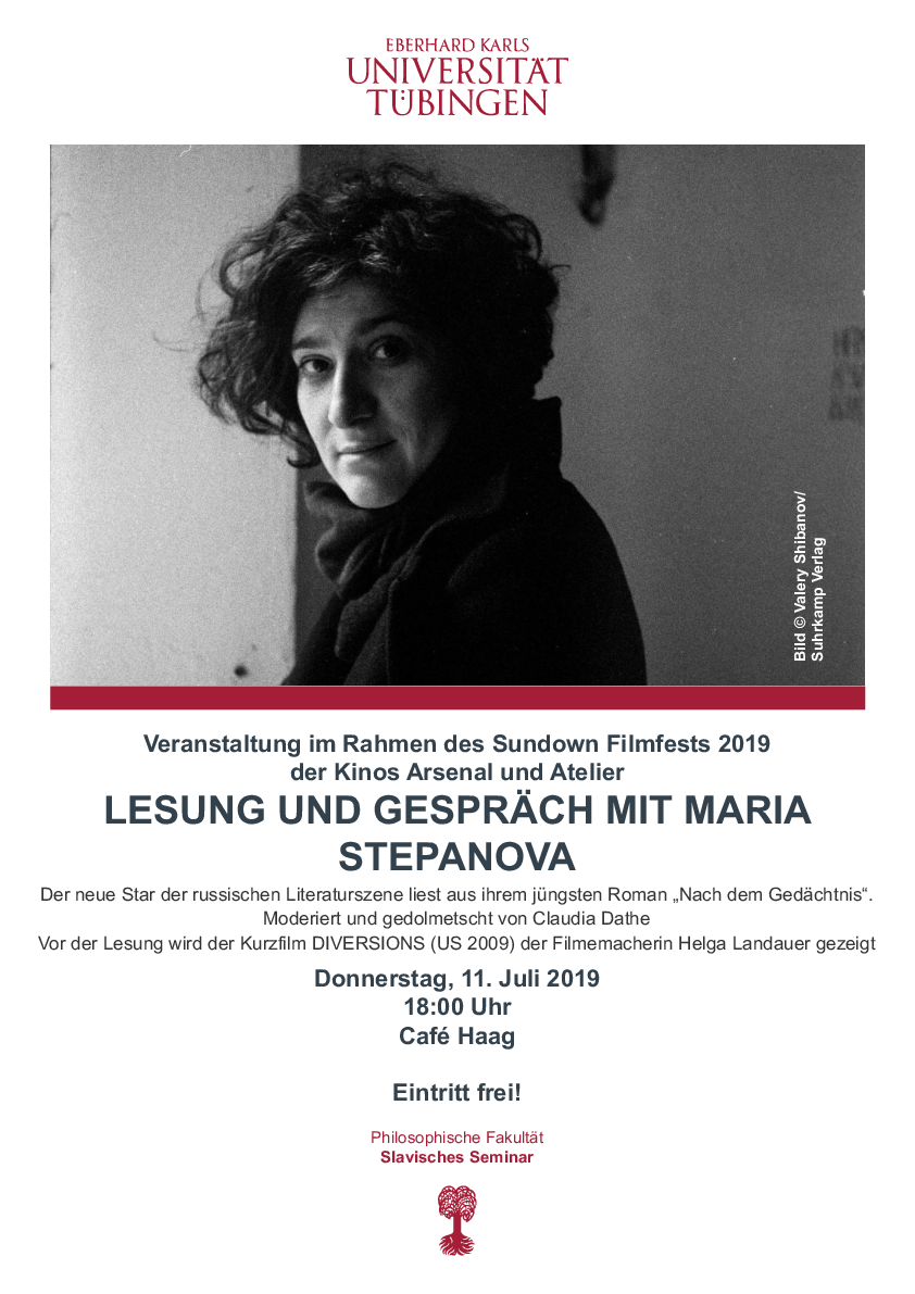 11. Juli: Lesung und Gespräch mit der Autorin Maria Stepanova sowie Kurzdokumentarfilm ...